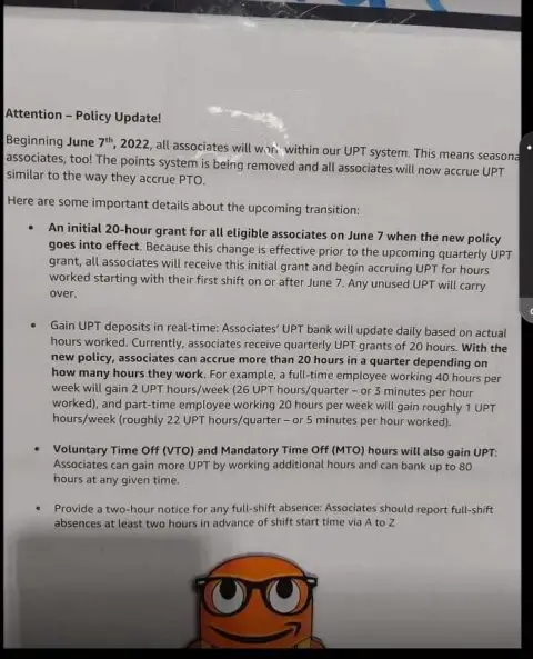 Amazon UPT Policy (June 7th, 2025 ) Unpaid Personal Time Off